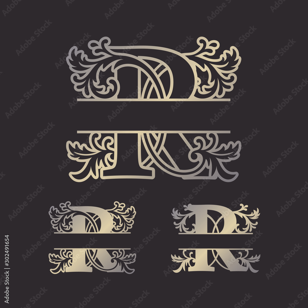 Alphabet Split Monograms, Split Letter Monogram, Alphabet Frame Font ...