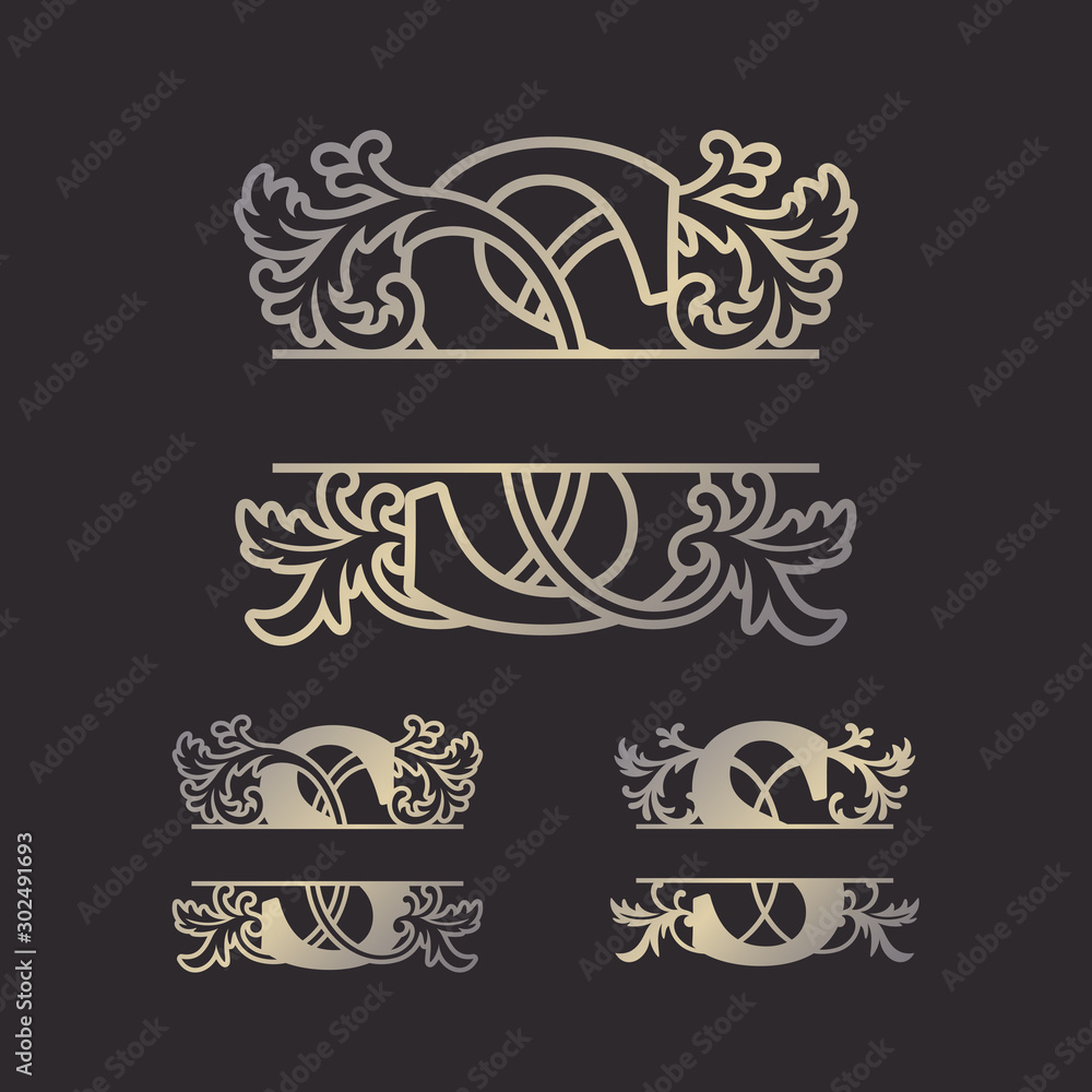 Alphabet Split Monograms, Split Letter Monogram, Alphabet Frame Font ...