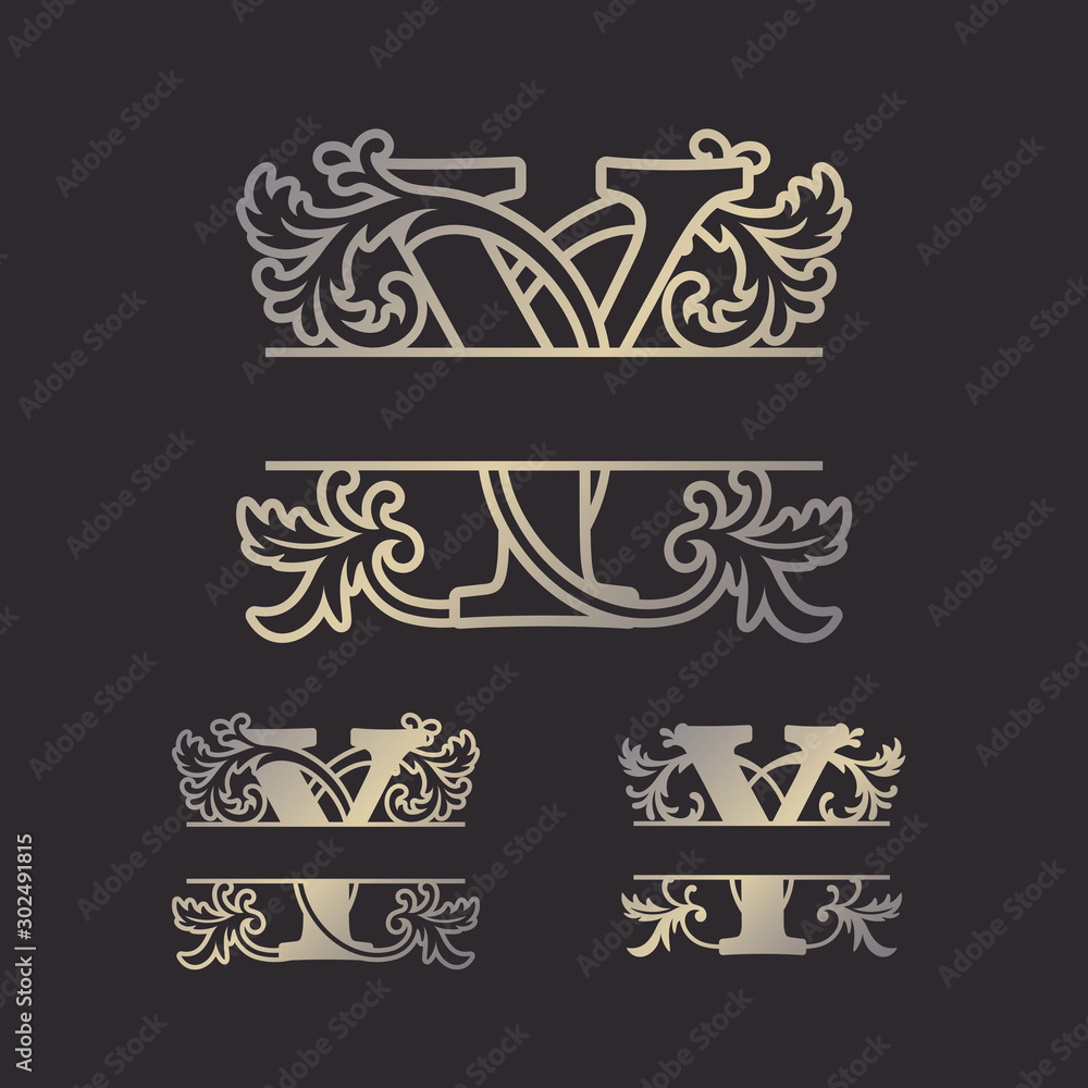 Alphabet Split Monograms, Split Letter Monogram, Alphabet Frame Font ...