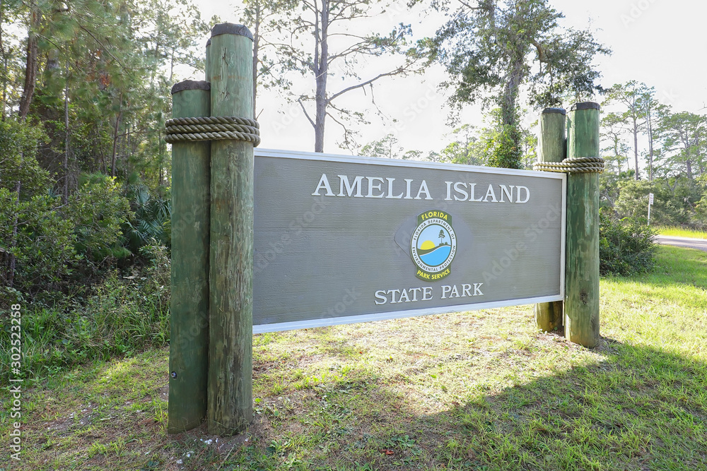 Amelia Island State Park sign, Amelia Island State Park is a public ...