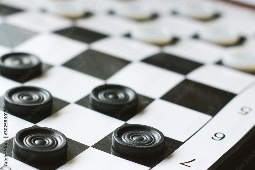 Checkers artboard. Blacks and whites ready to start the new game. Stock ...