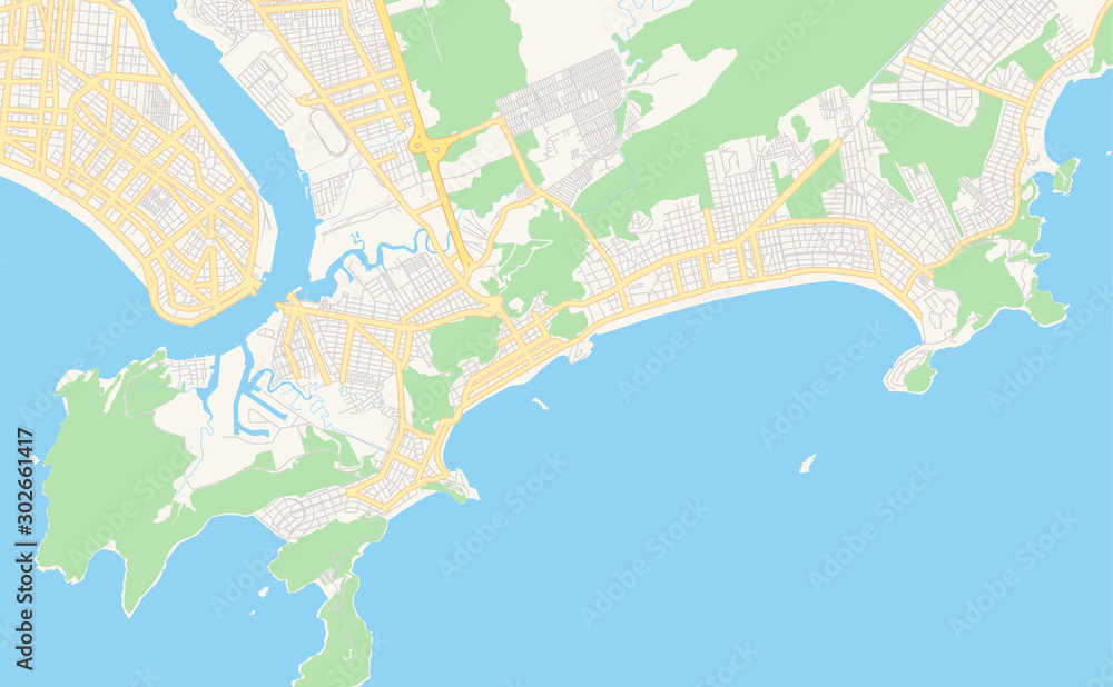 Printable street map of Guaruja, Brazil Stock Vector | Adobe Stock
