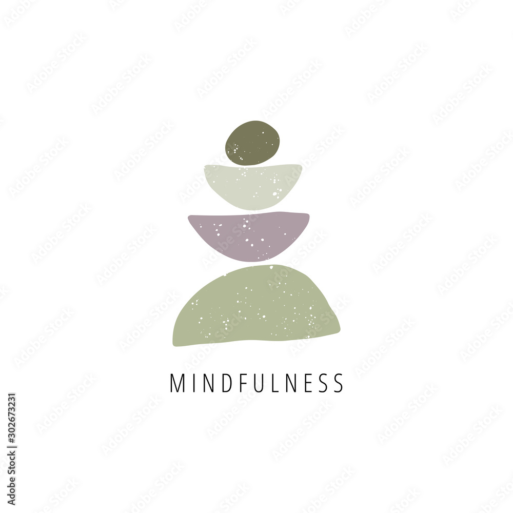 Zen stones flat vector illustration. Balance, mindfulness and harmony ...