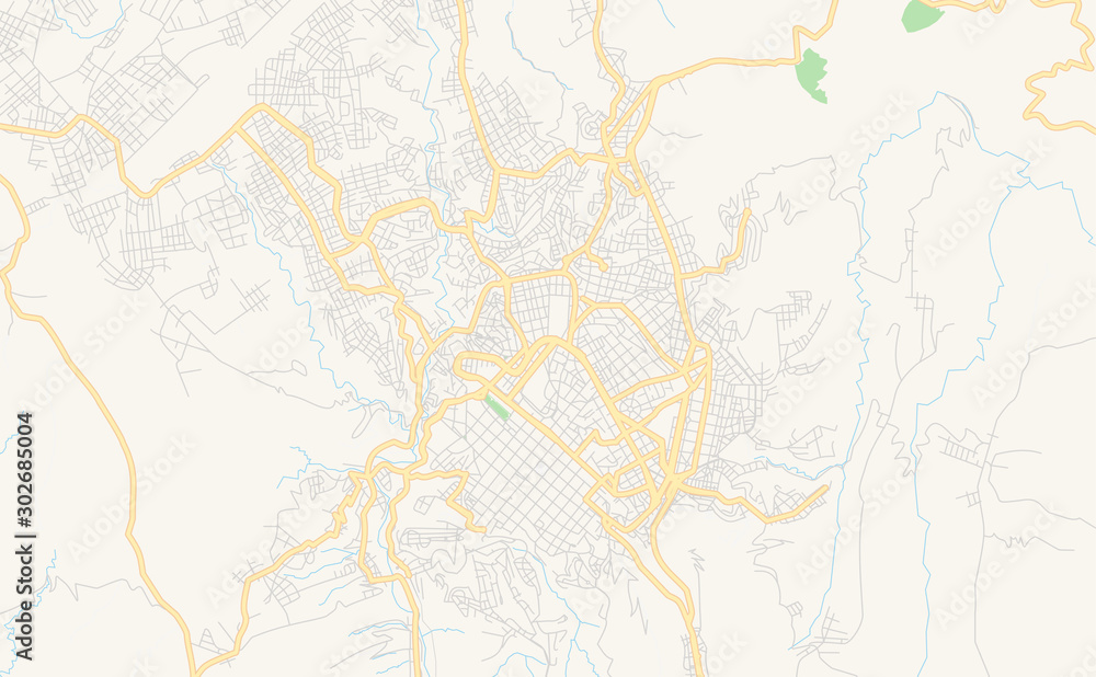 Printable street map of Sucre, Bolivia の Stock ベクター | Adobe Stock