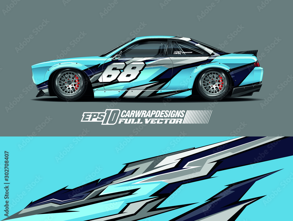 Race car wrap decal designs. Abstract racing and sport background for ...