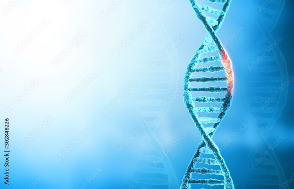 DNA mutations or genetic disorer concept background. 3d illustration ...