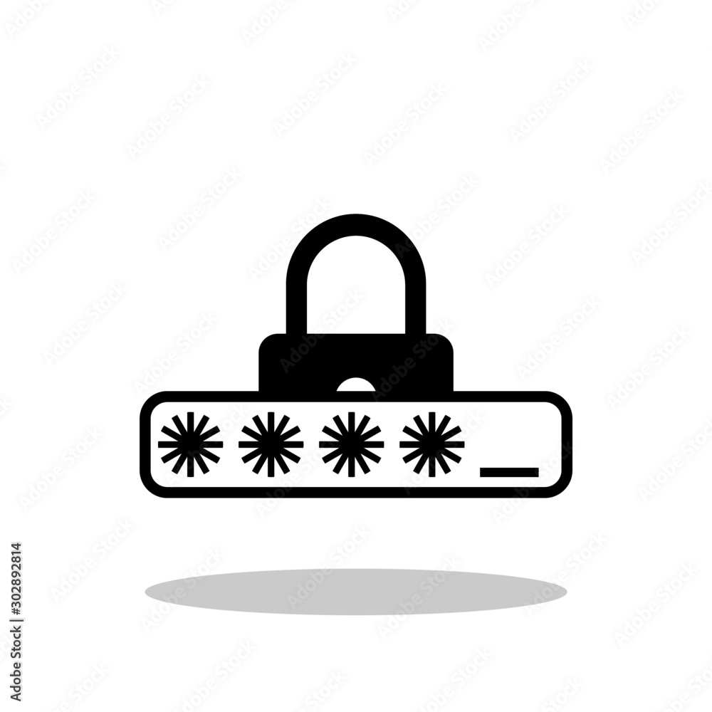 Password protection icon in flat style. Password security symbol for ...