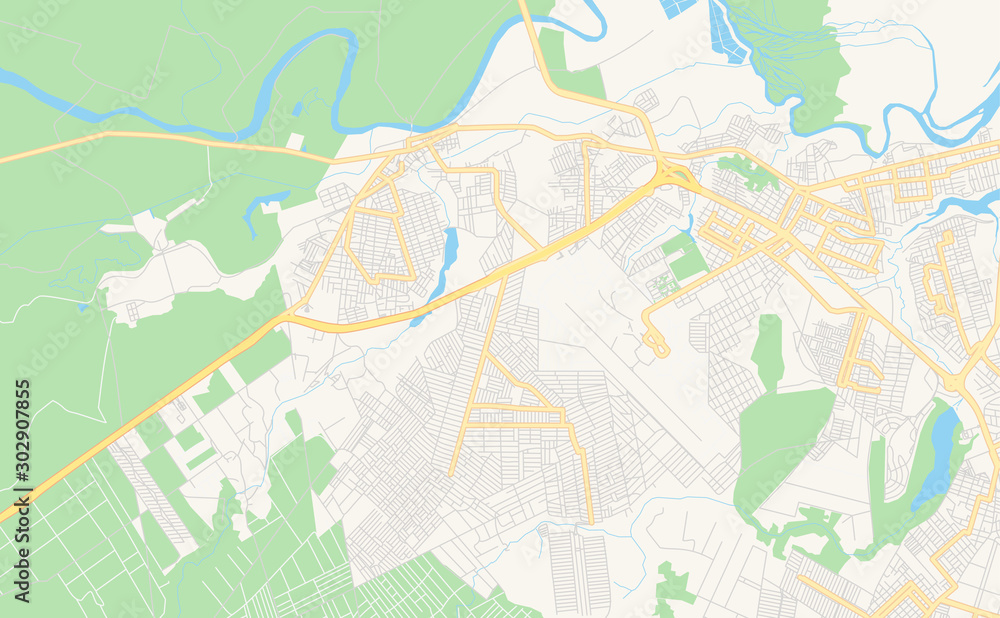 Printable street map of Santa Rita, Brazil Stock Vector | Adobe Stock