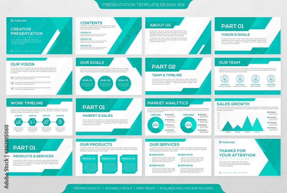 set of presentation template design with modern and minimalist layout ...