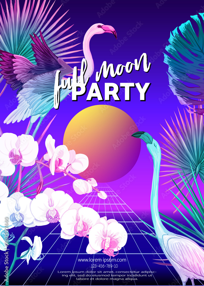 ..Retro Futurism. Vector futuristic synth wave illustration. Rave party ...