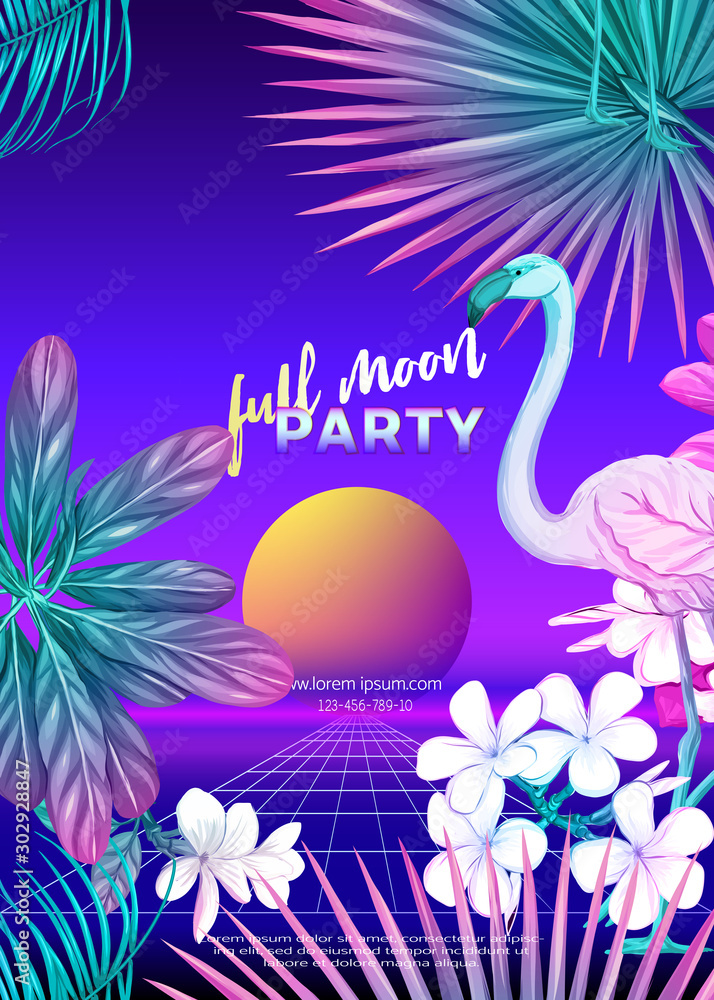 ..Retro Futurism. Vector futuristic synth wave illustration. Rave party ...