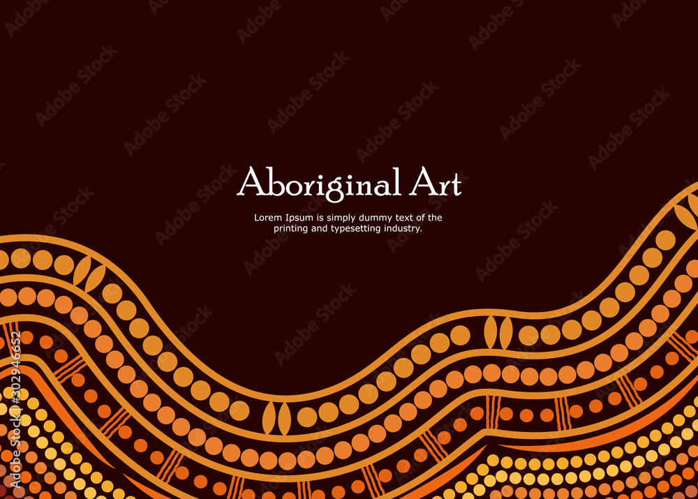 Aboriginal dot art vector banner with text. Stock Vector | Adobe Stock