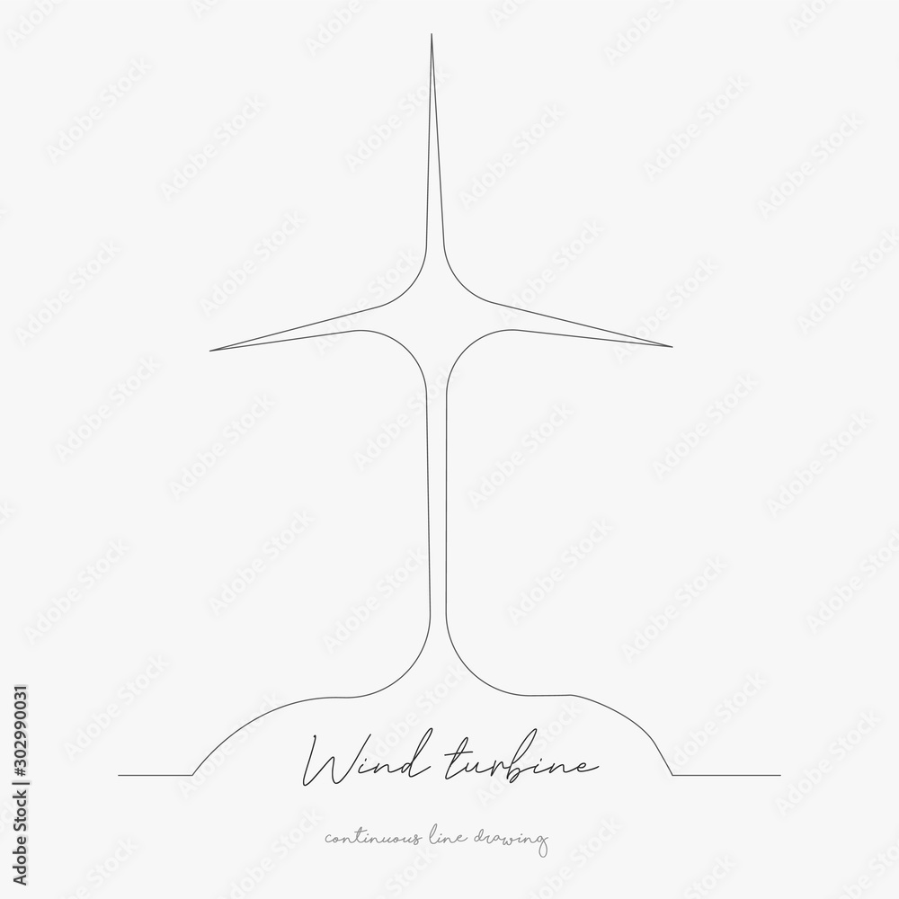 continuous line drawing. wind turbine. simple vector illustration. wind ...