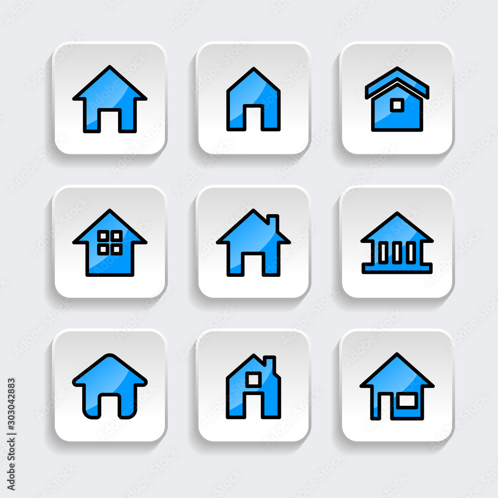 Set of home icon. symbol of house or building with trendy filled line ...