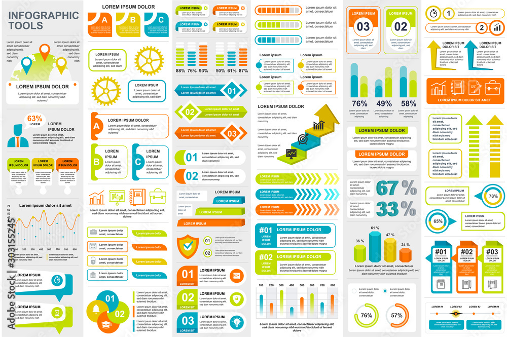Bundle infographic elements data visualization vector design template ...