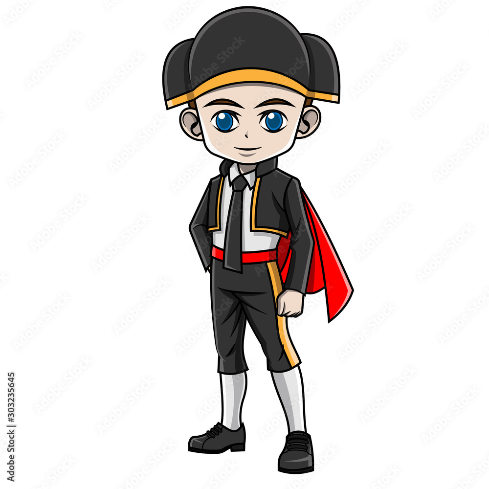 cartoon boy wearing Spanish costume Stock Illustration | Adobe Stock
