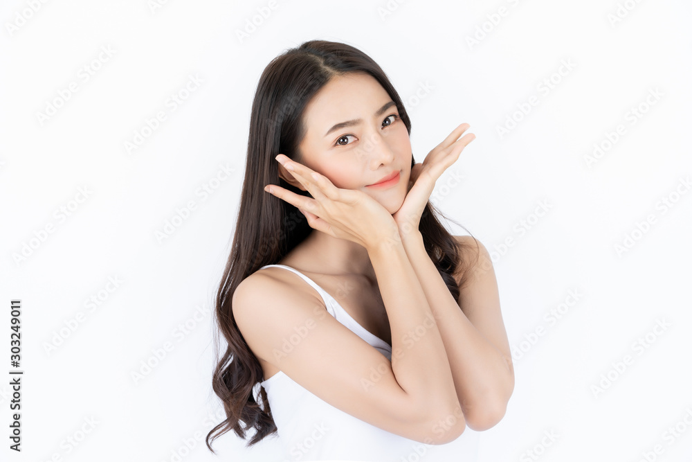 Young asian woman has smiling face and bright skin tone.Asian woman ...