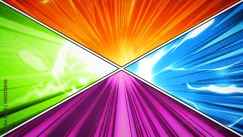 Comic Book Action Layout Background With Power Fx/ Illustration of a ...