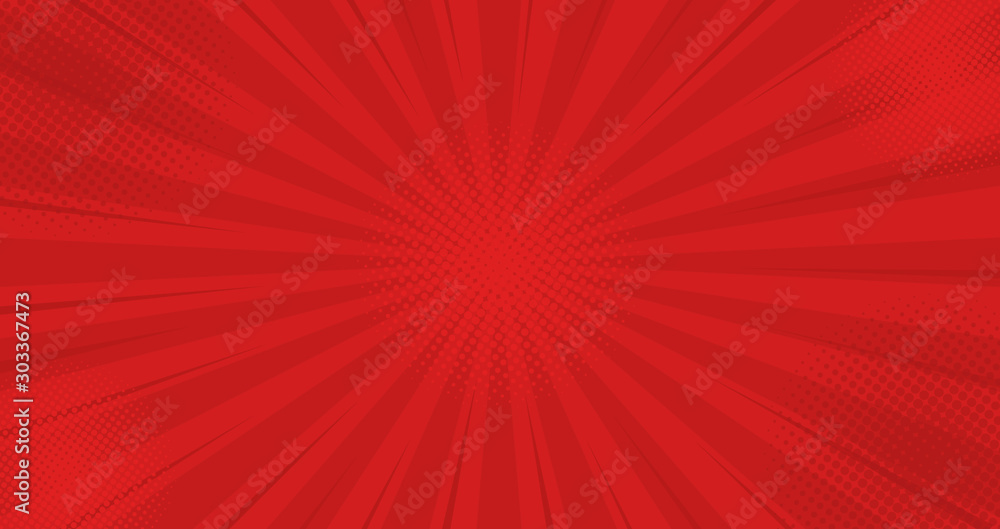 Comics red retro background with halftone corners. Summer backdrop ...