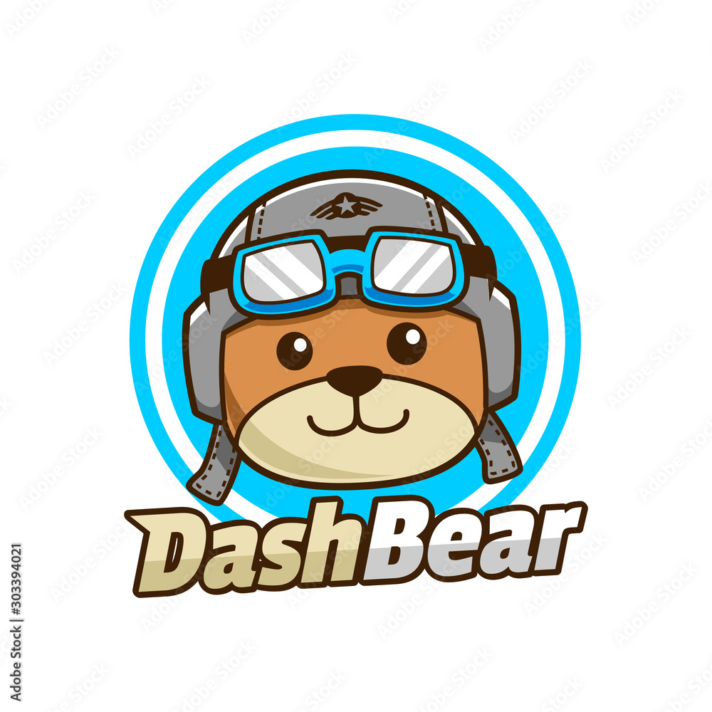 cute Dash Bear ready to Fly logo design Stock Vector | Adobe Stock