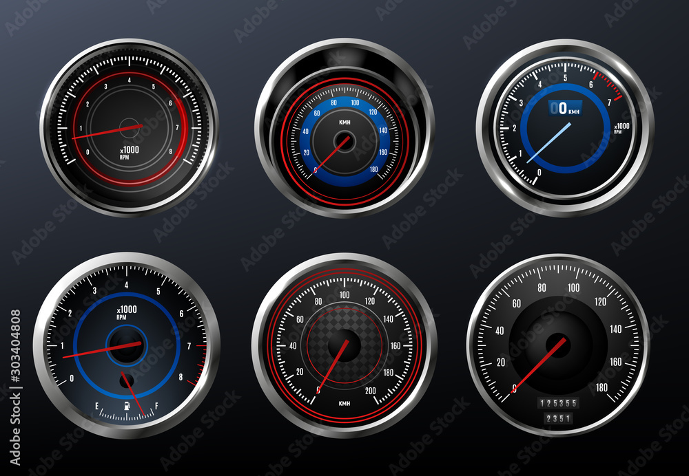 Car speedometer, tachometer for dashboard. Analog device for measuring ...