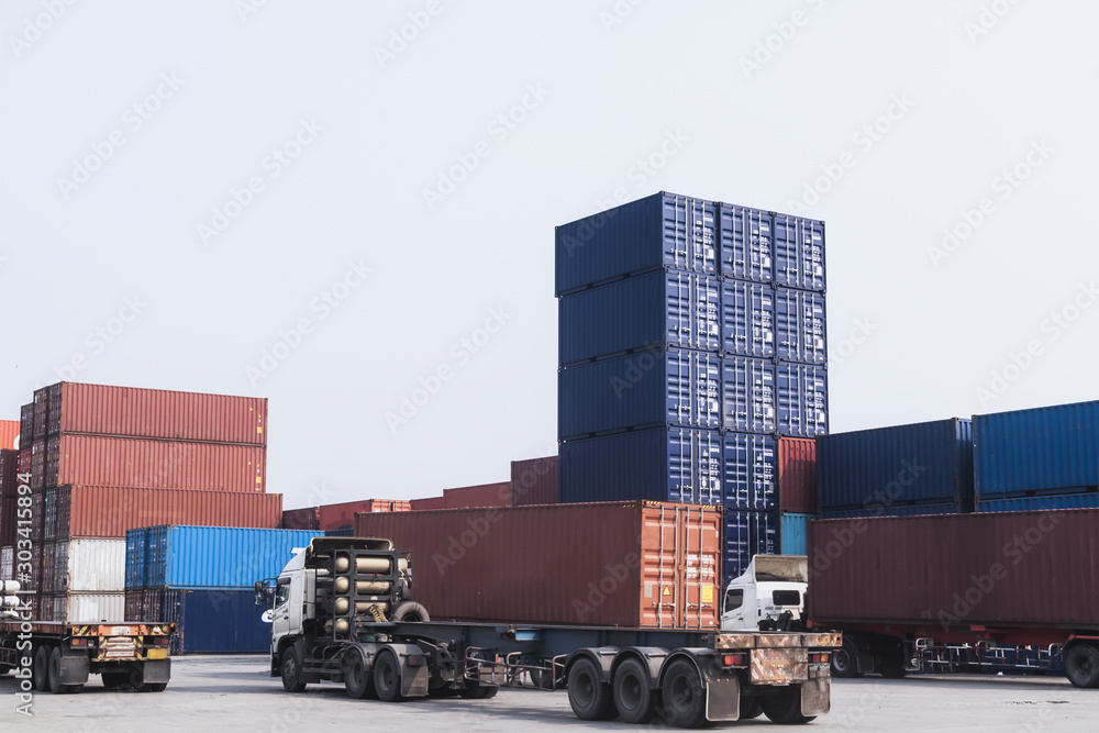 Business Logistics concept, map global partner connection of Container ...