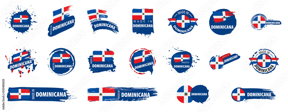 Vector set of flags of Dominicana on a white background Stock Vector ...