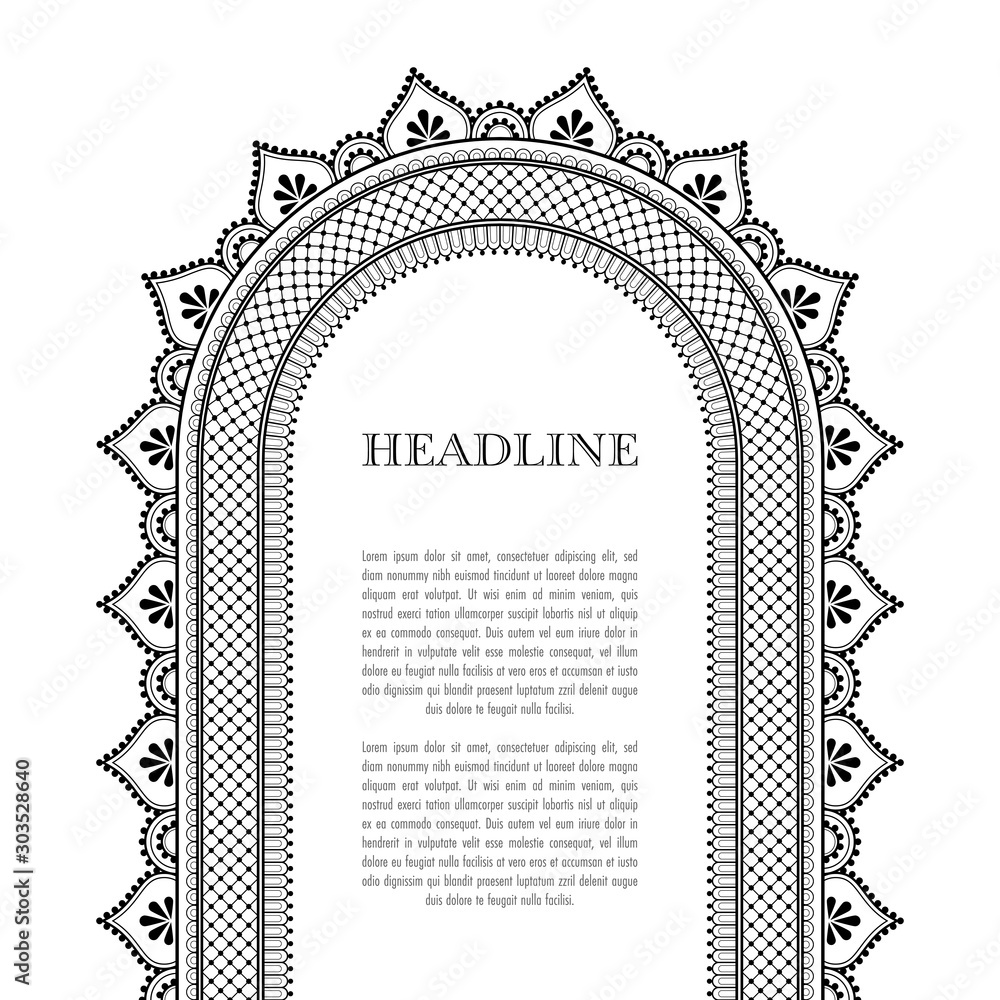 Decorative monochrome pattern in ethnic oriental style for greeting ...