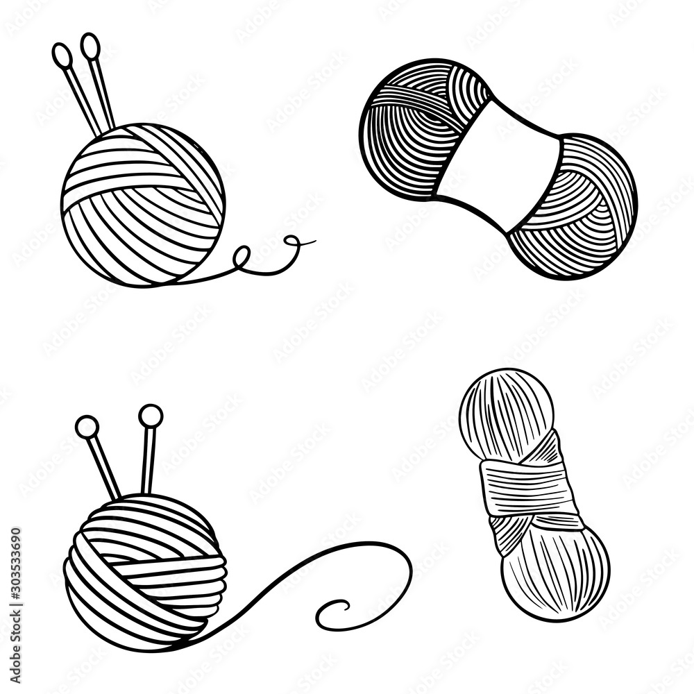 knitting yarn vector