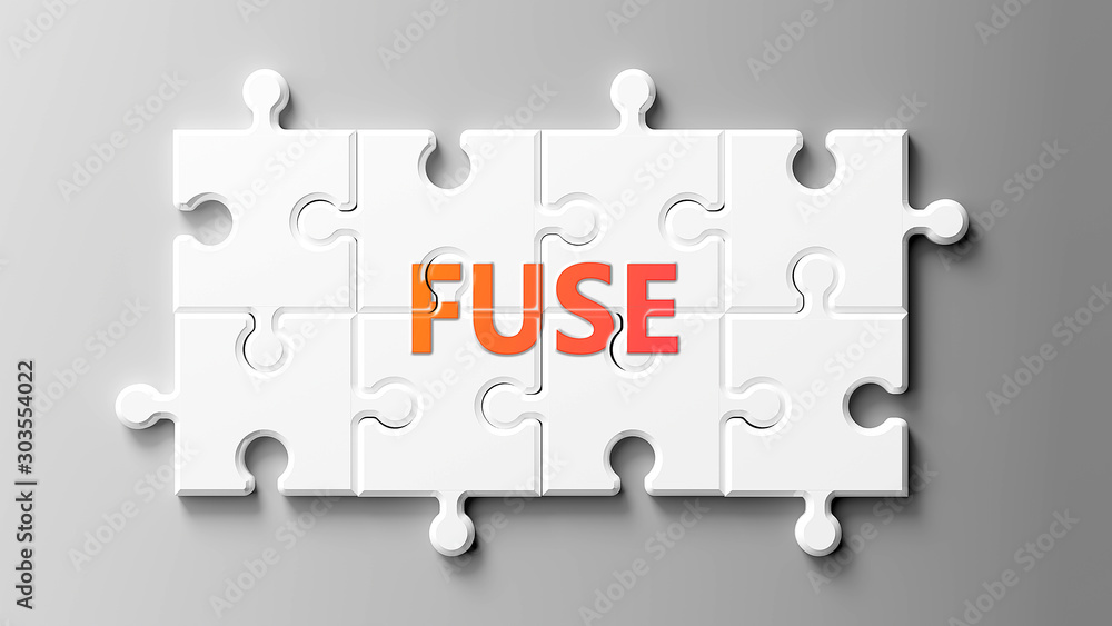 Fuse complex like a puzzle - pictured as word Fuse on a puzzle pieces ...