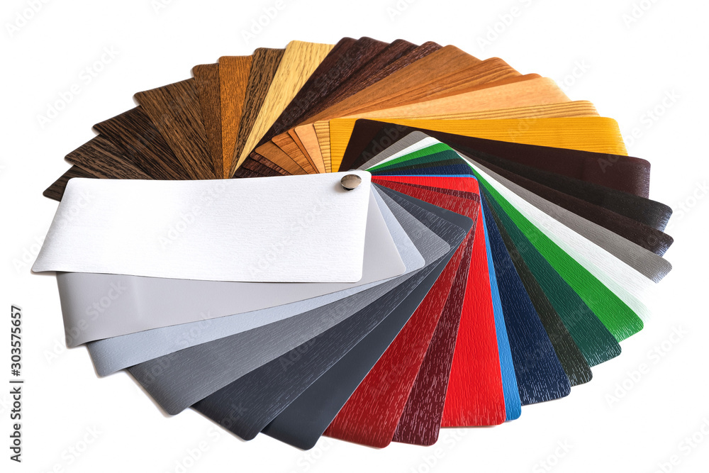 Samples for lamination. Multi-colored laminate. Color palette. Stock ...