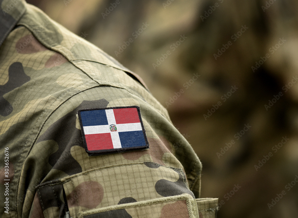 Flag of Dominican Republic on military uniform. Army, armed forces ...