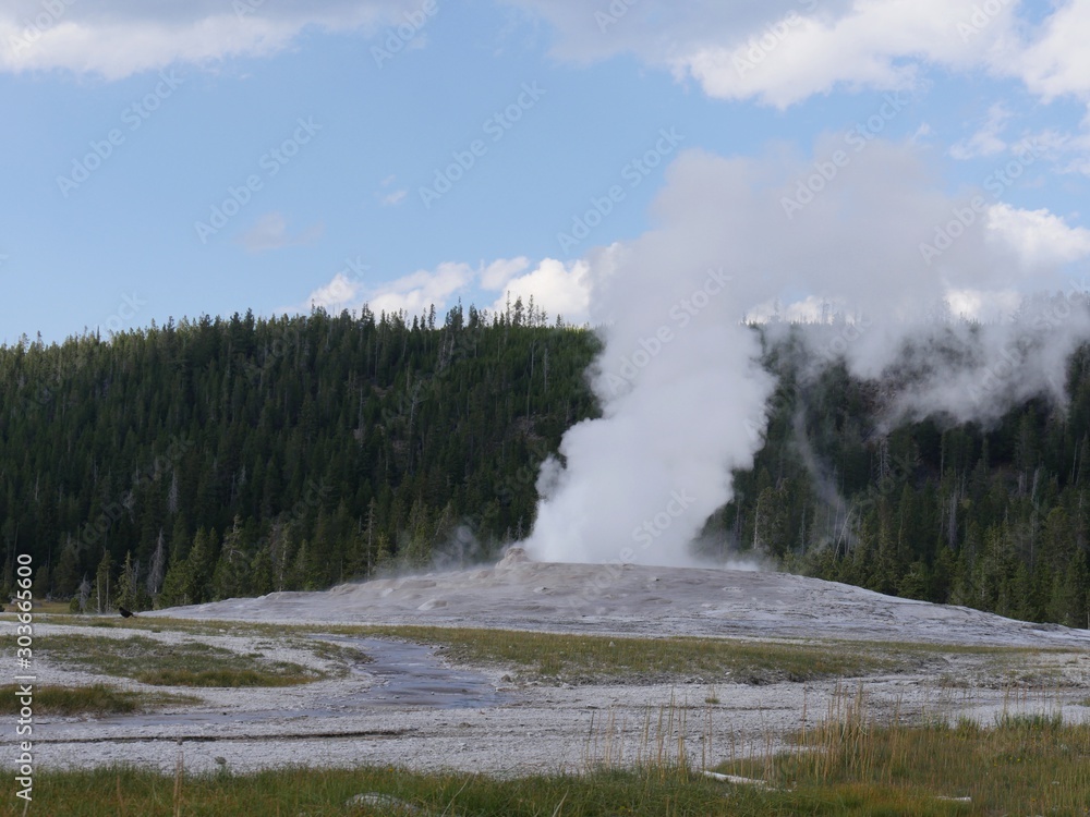 Spectacular show of steam and boiling water from the Old Faithful ...