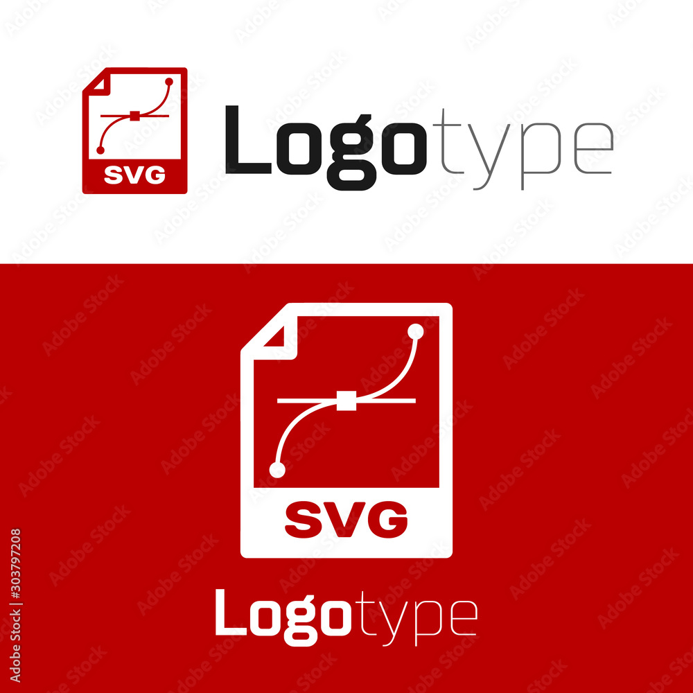 Red SVG file document. Download svg button icon isolated on white ...