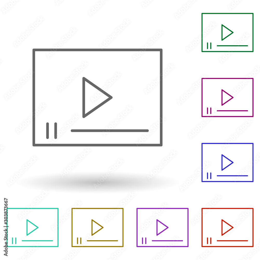Video player multi color icon. Simple thin line, outline vector of ...