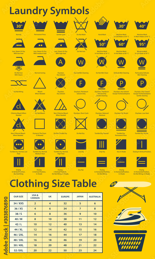 Icon set of laundry symbols, vector illustration Stock Vector | Adobe Stock