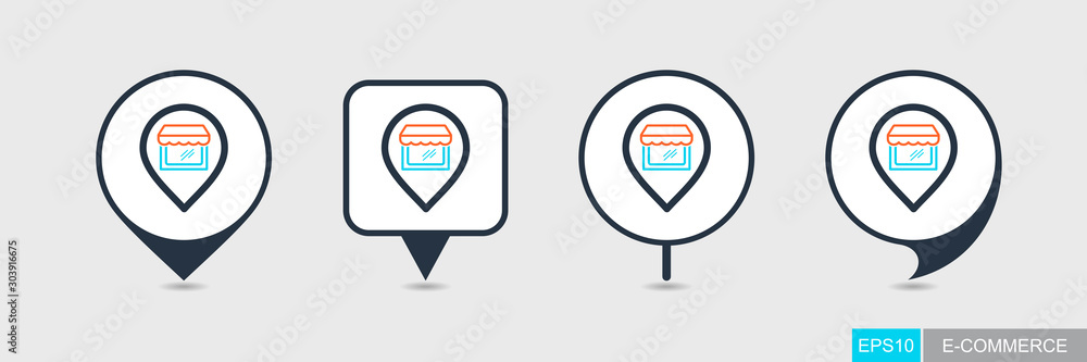 Supermarket store front pin map icon Stock Vector | Adobe Stock