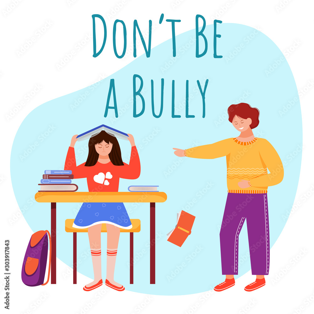 Vetor Don’t be bully flat poster vector template. Aggressive classmate ...