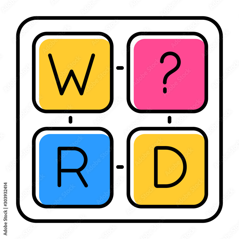 Missing letter puzzle color icon. Word game. Mental exercise. Challenge ...