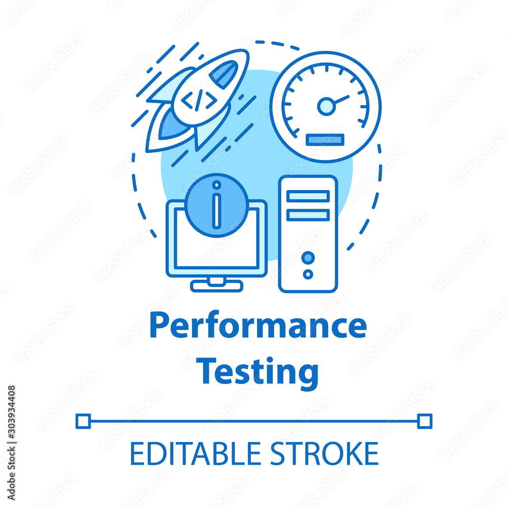 Perfomance testing turquoise concept icon. Software development idea ...