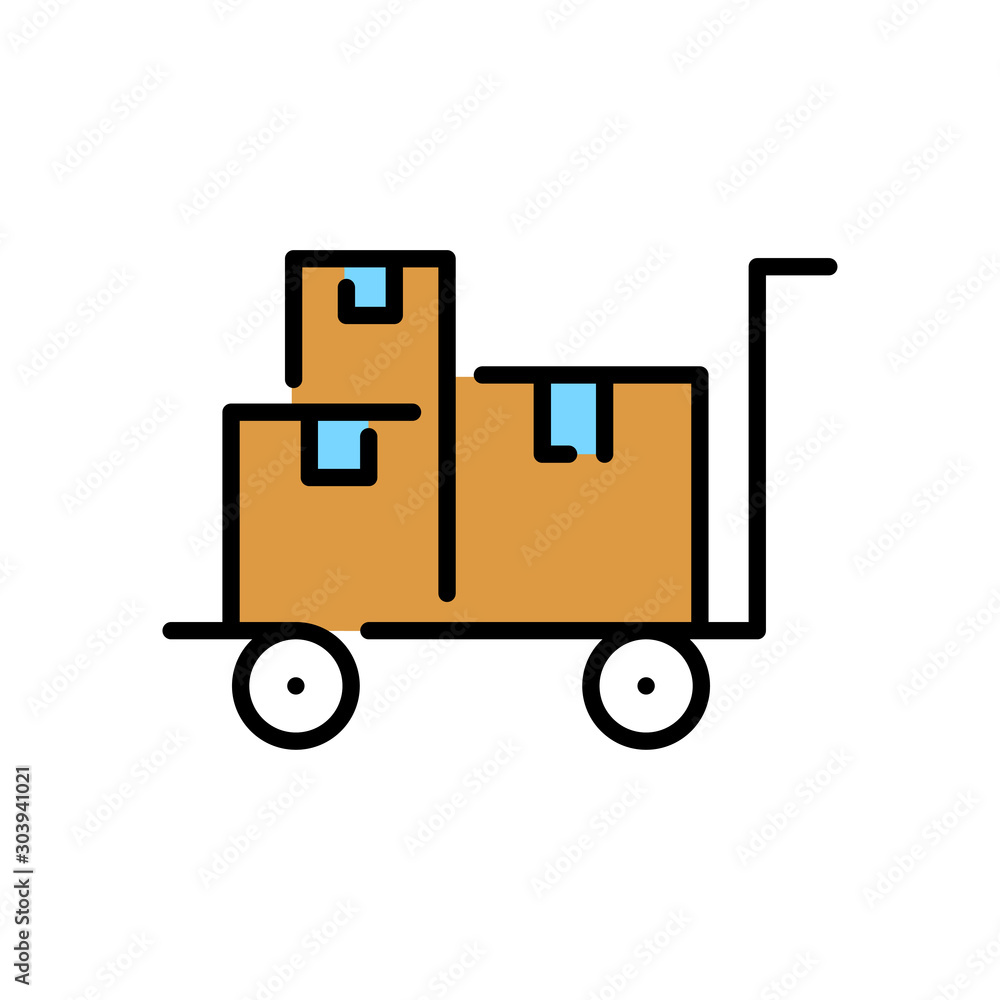 Stockvector Símbolo logística con icono lineal de cajas de cartón en ...
