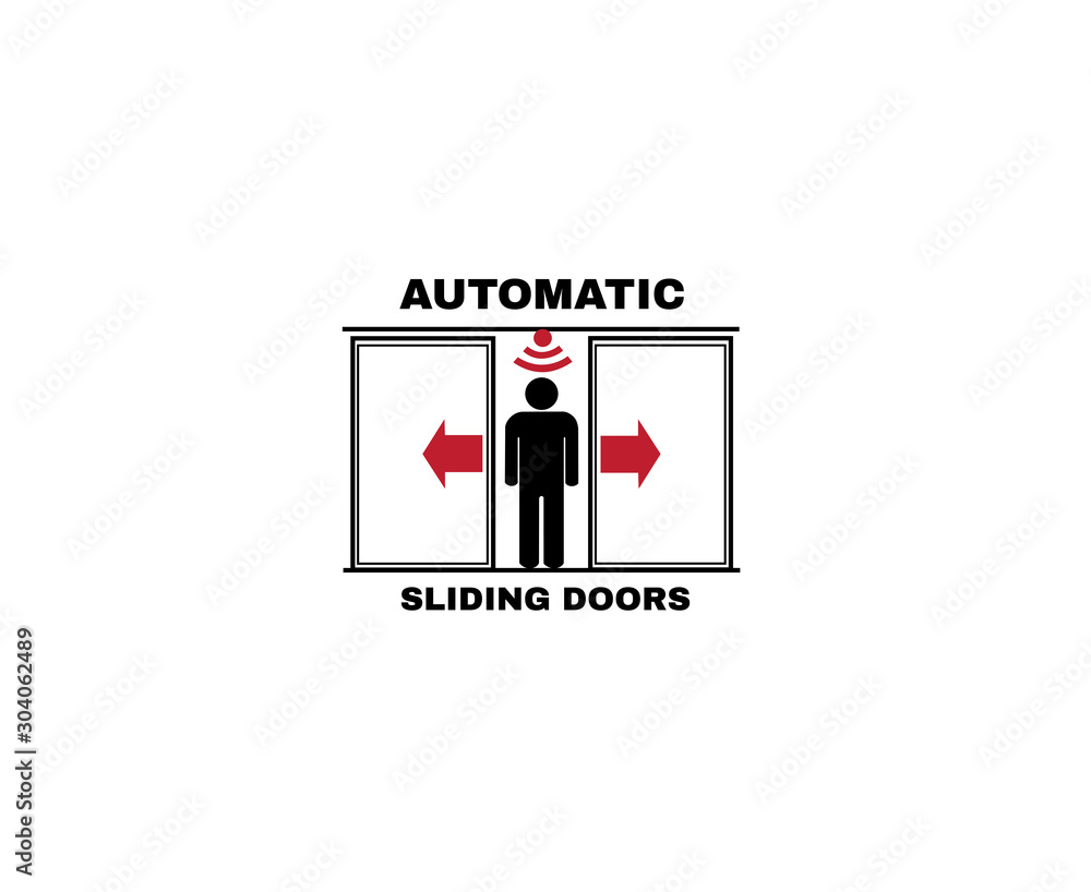 Accident prevention signs, AUTOMATIC SLIDING DOORS sign, beware or ...