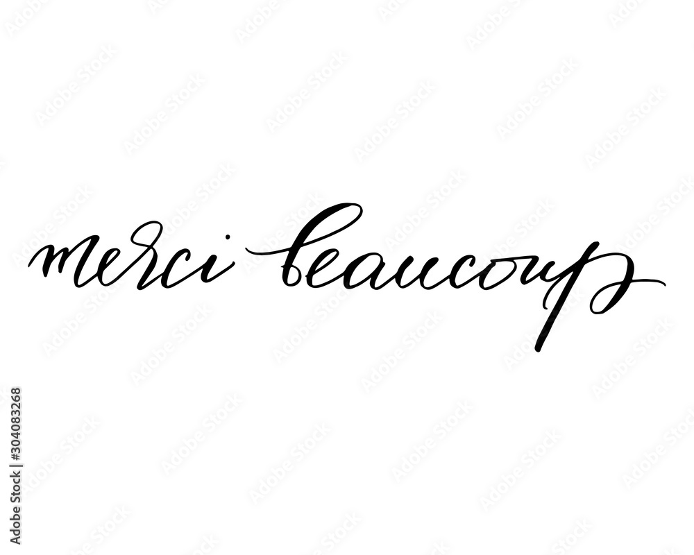 Image vectorielle Stock French phrase merci quote modern calligraphy ...