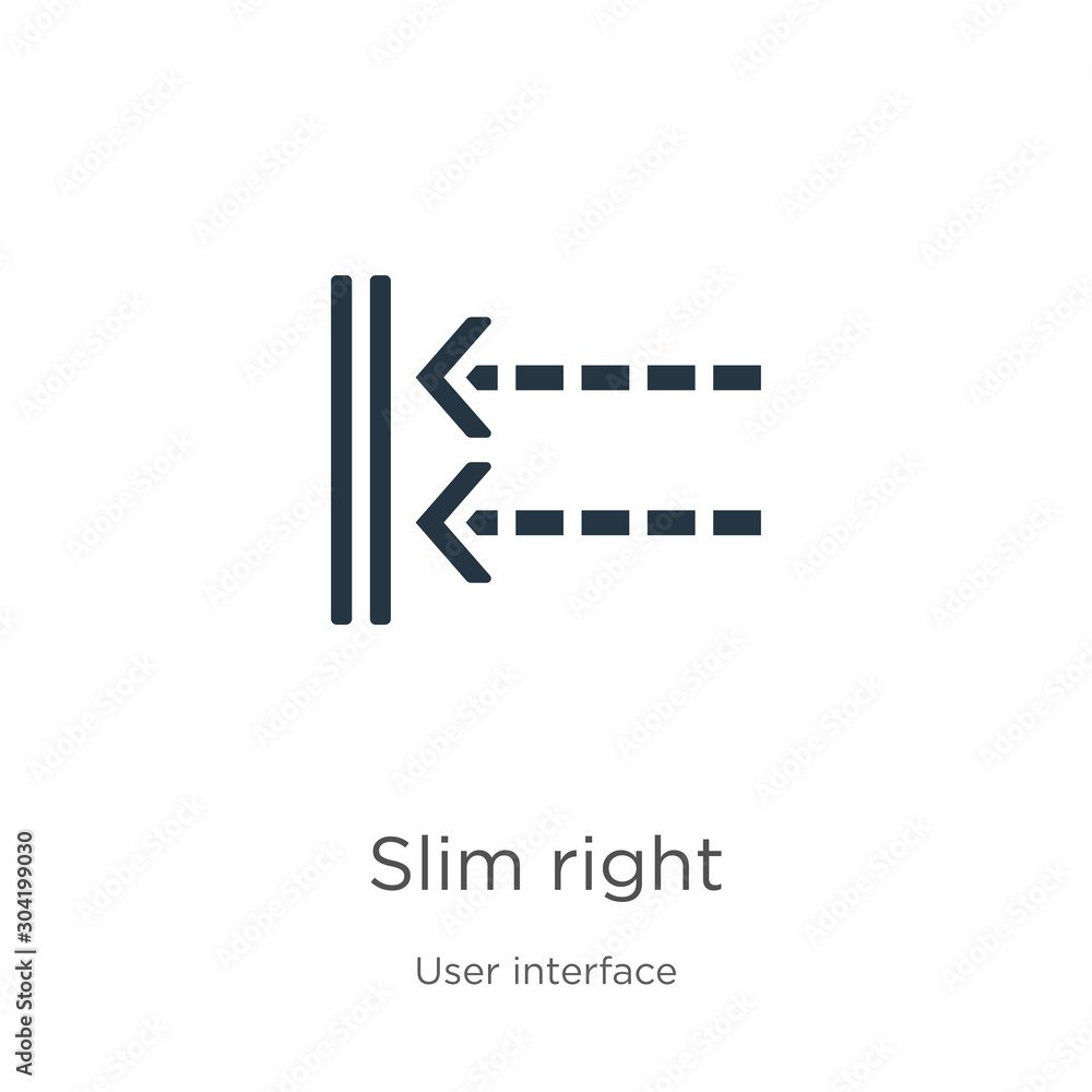 Slim right icon vector. Trendy flat slim right icon from user interface ...