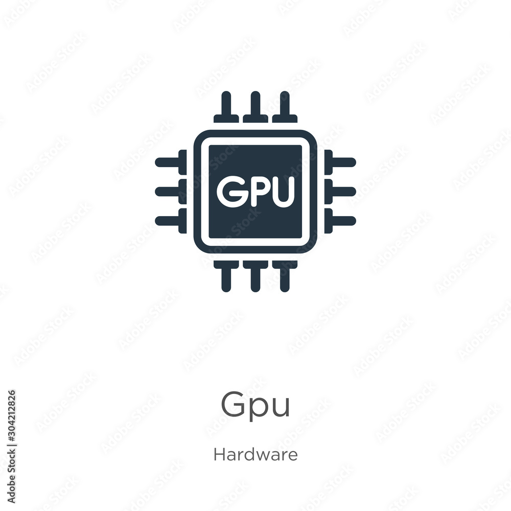 Gpu icon vector. Trendy flat gpu icon from hardware collection isolated on white background ...