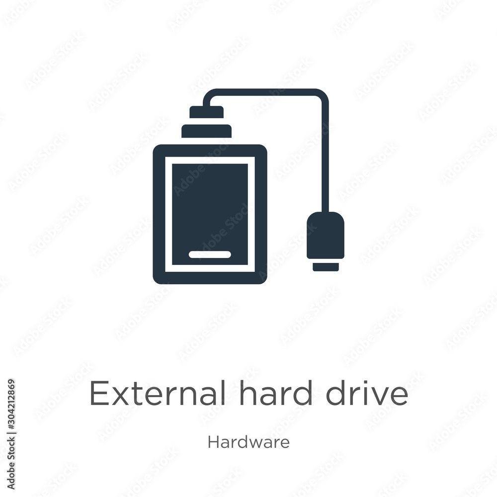External hard drive icon vector. Trendy flat external hard drive icon ...