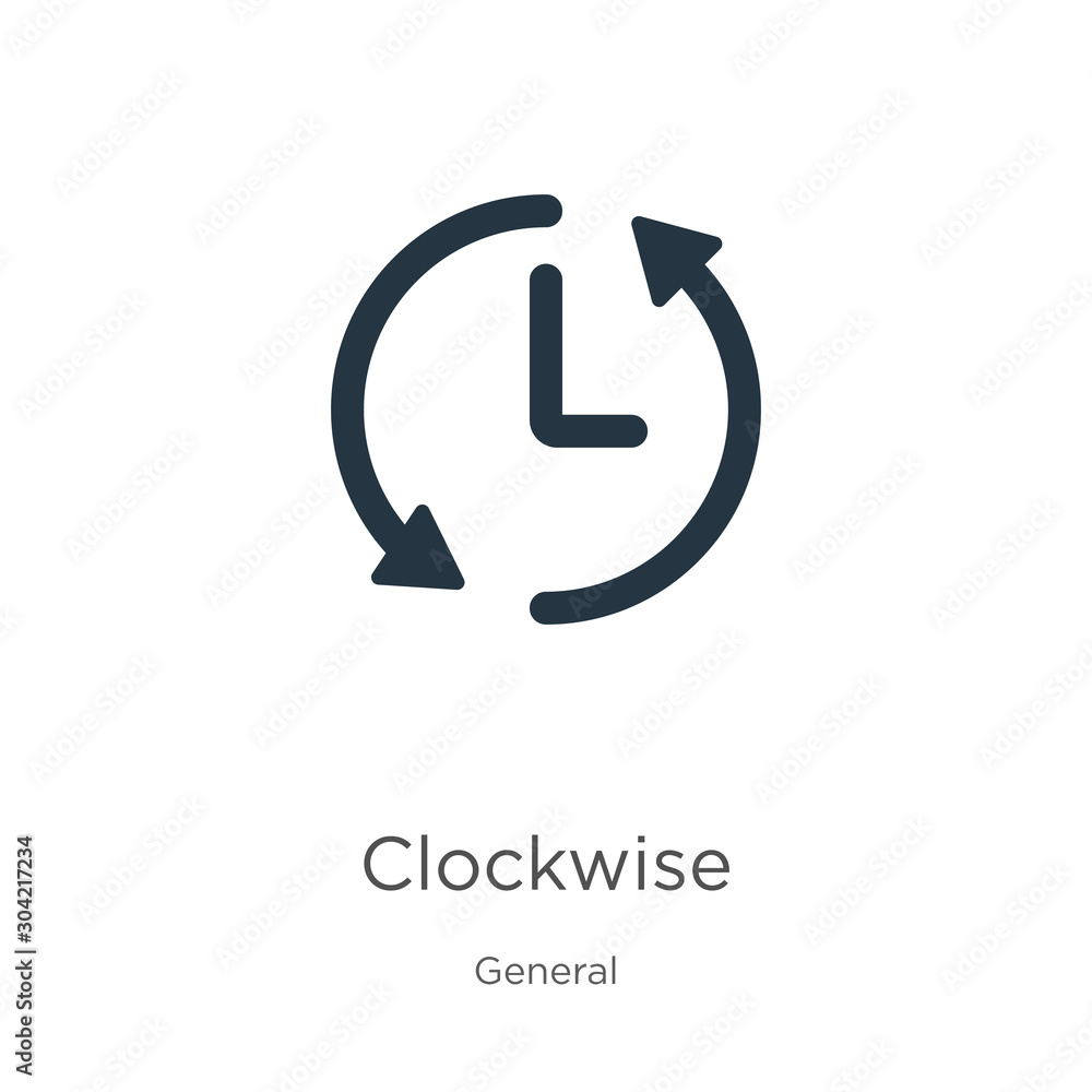 Clockwise icon vector. Trendy flat clockwise icon from general ...