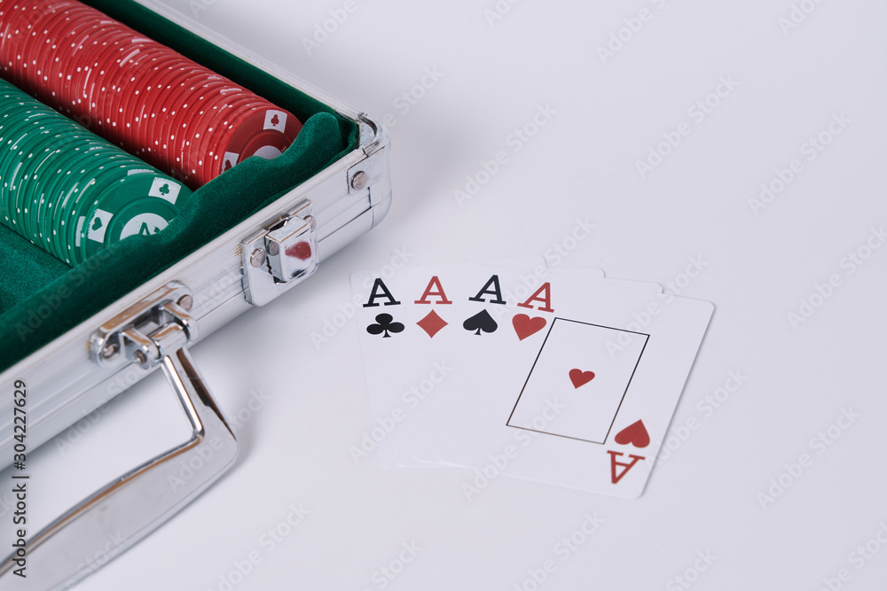ภาพถ่าย Stock Game cards. Four cards, four aces, four symbols in ...