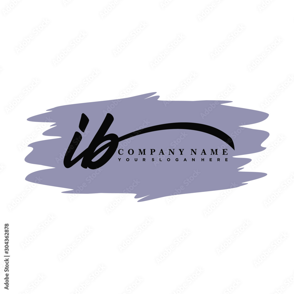 IB handwritten logo vector template. with a gray paint background, and ...