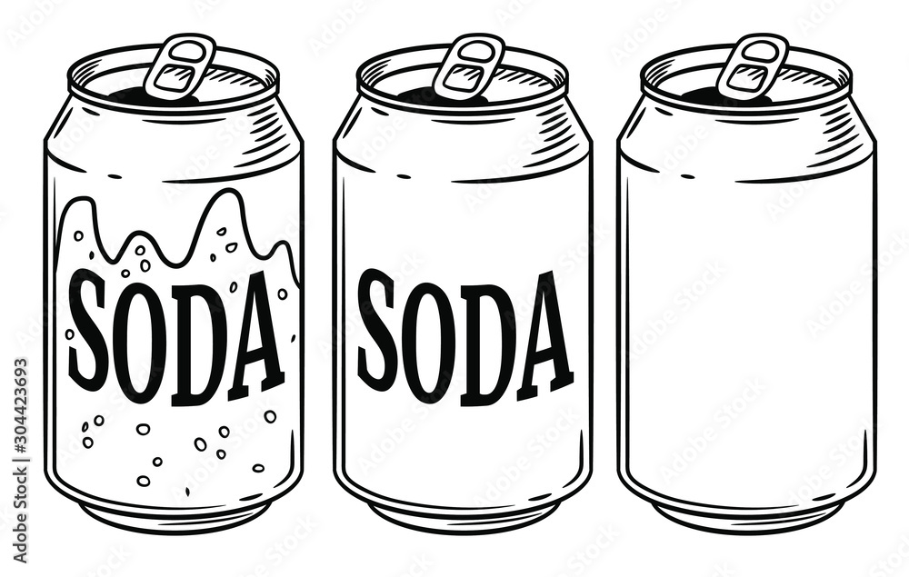 Vector illustration soda can isolated on white background. Hand drawn ...